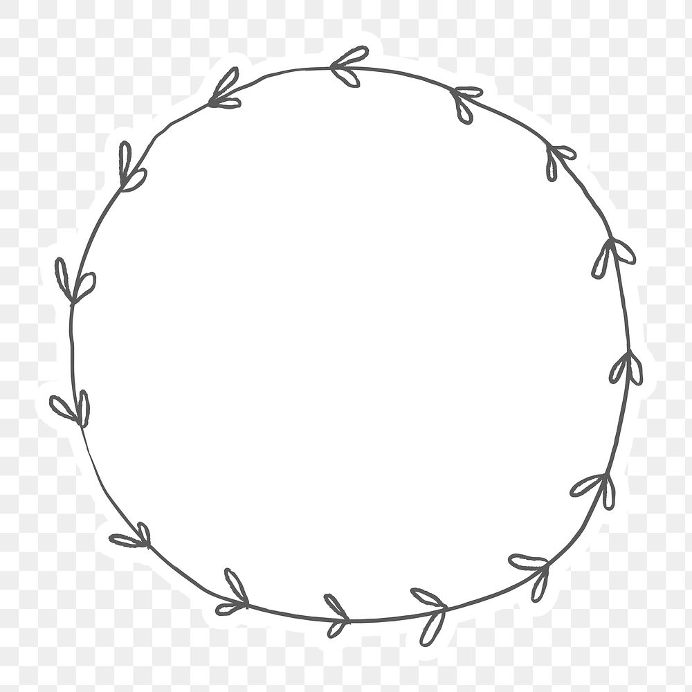 Leafy doodle frame design element | Free PNG Sticker - rawpixel