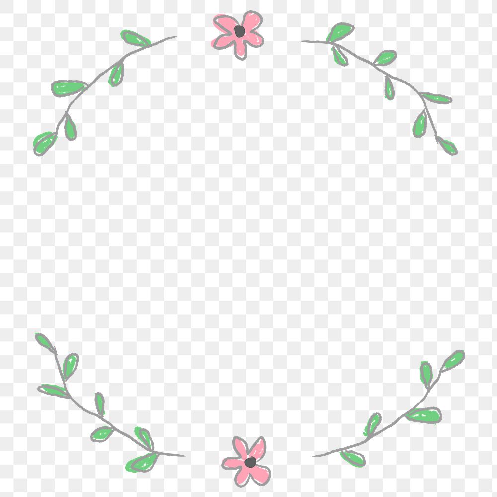 Leafy doodle frame design element | Premium PNG - rawpixel