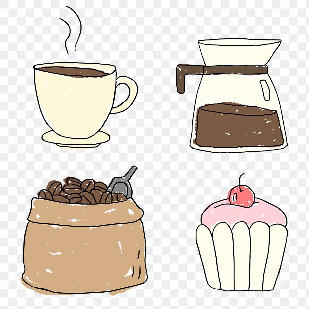 Cute coffee doodle design element | Premium PNG - rawpixel