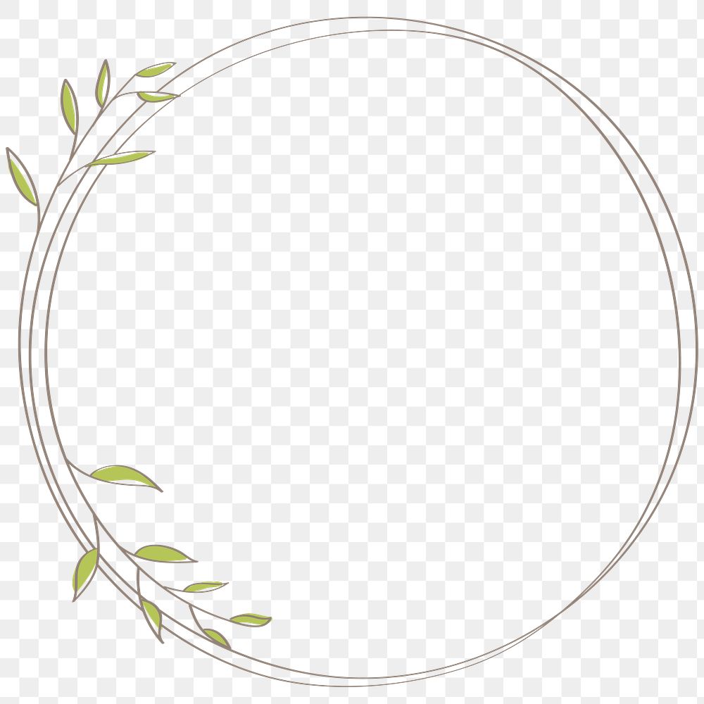 Leafy doodle frame design element | Premium PNG - rawpixel