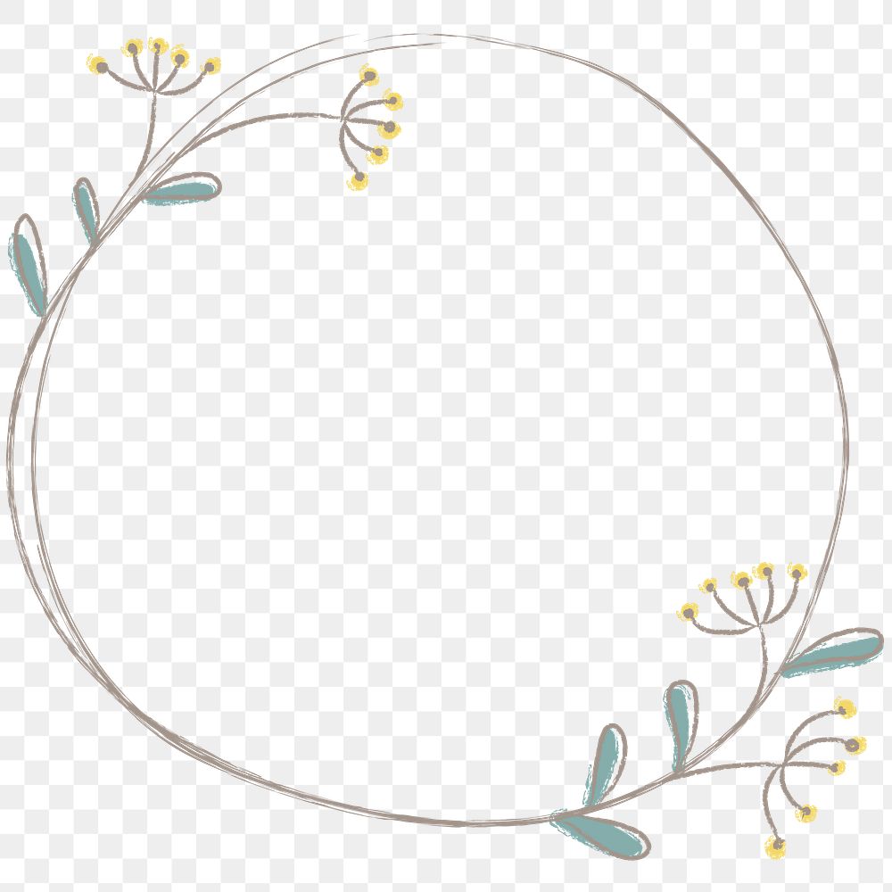 Leafy doodle frame design element | Premium PNG - rawpixel