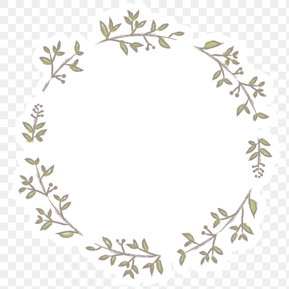 Leafy doodle frame design element | Free PNG Sticker - rawpixel