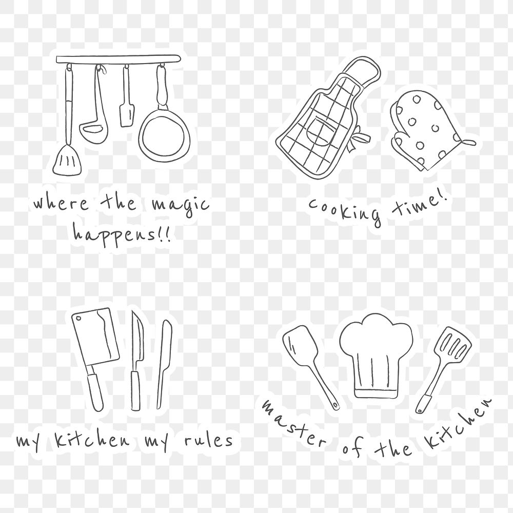 Cute cooking utensils doodle stickers | Premium PNG - rawpixel