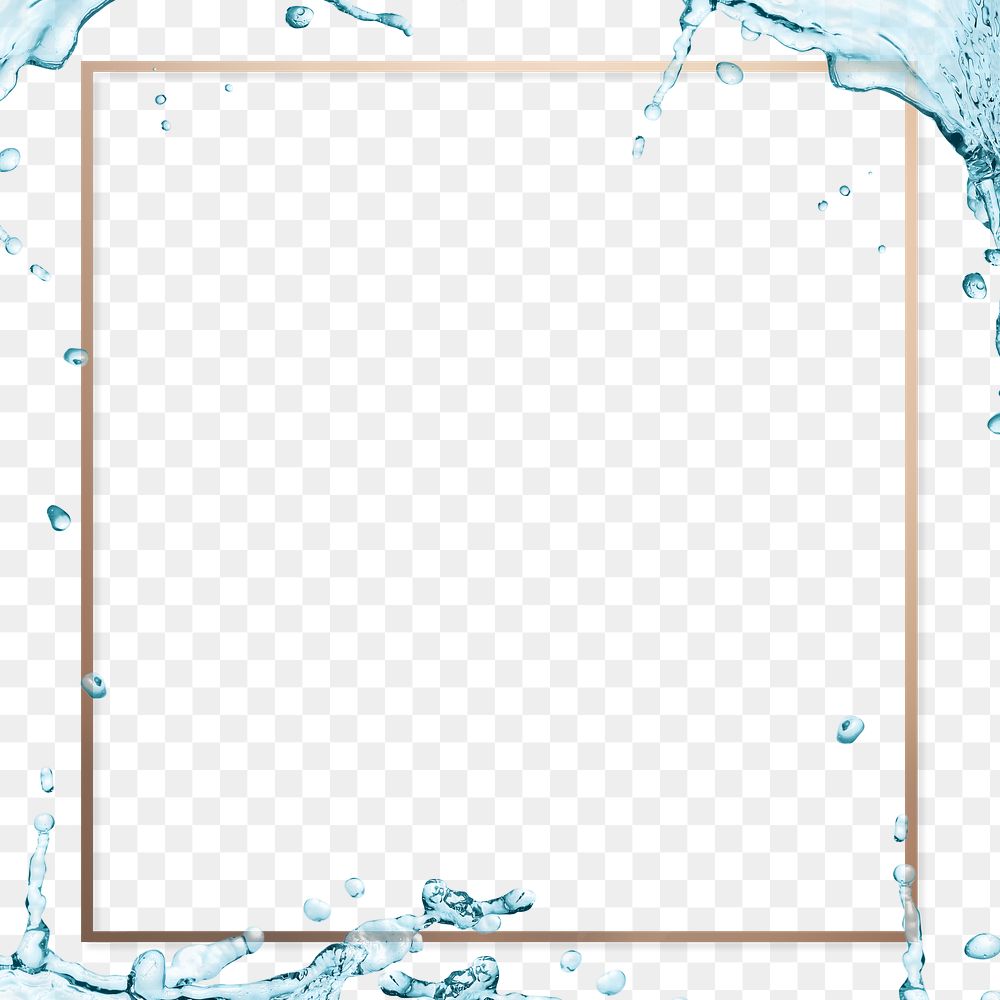 Water splashing golden frame design | Premium PNG - rawpixel