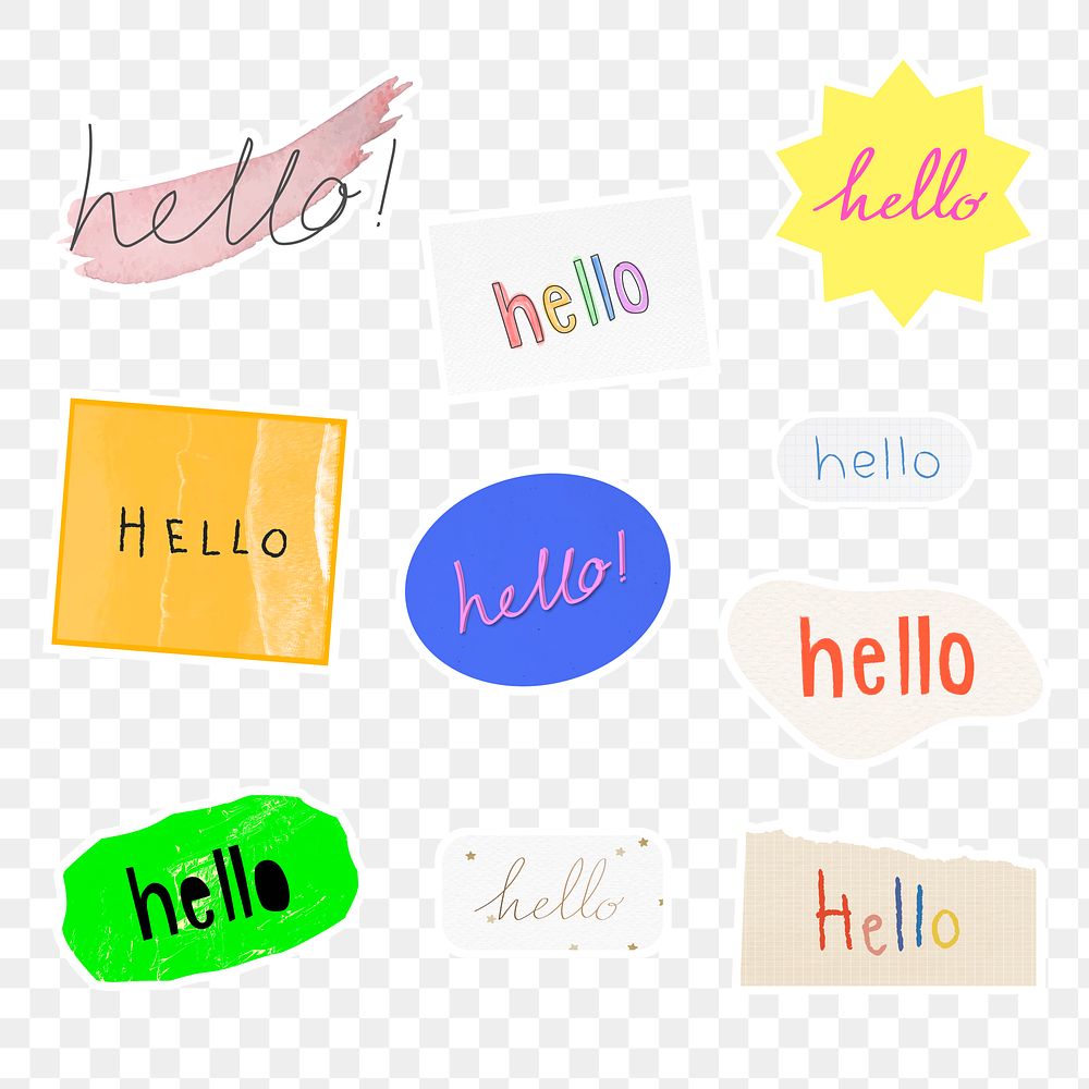 Hello greetings typography sticker design | Premium PNG - rawpixel