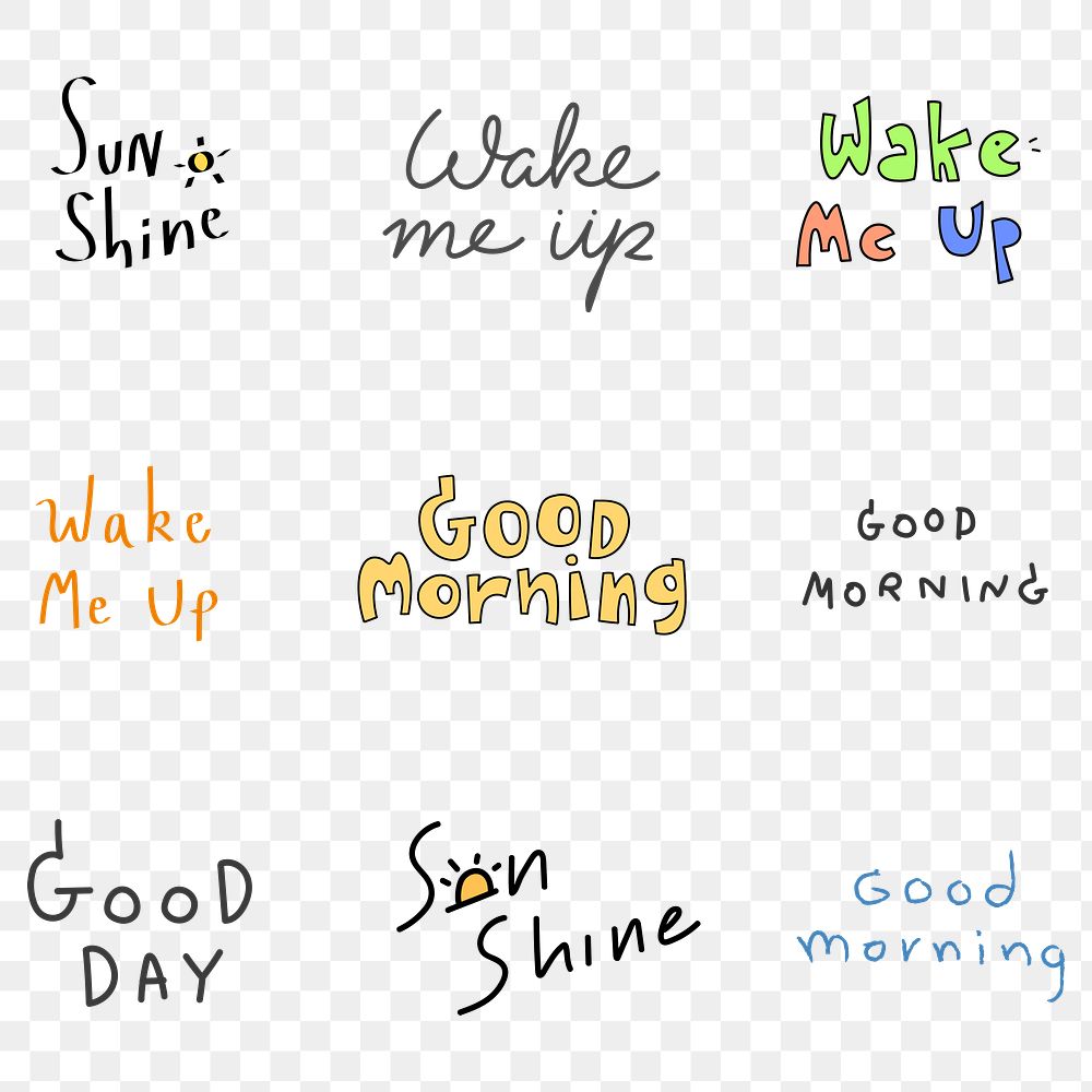 Set of good morning word | Premium PNG - rawpixel