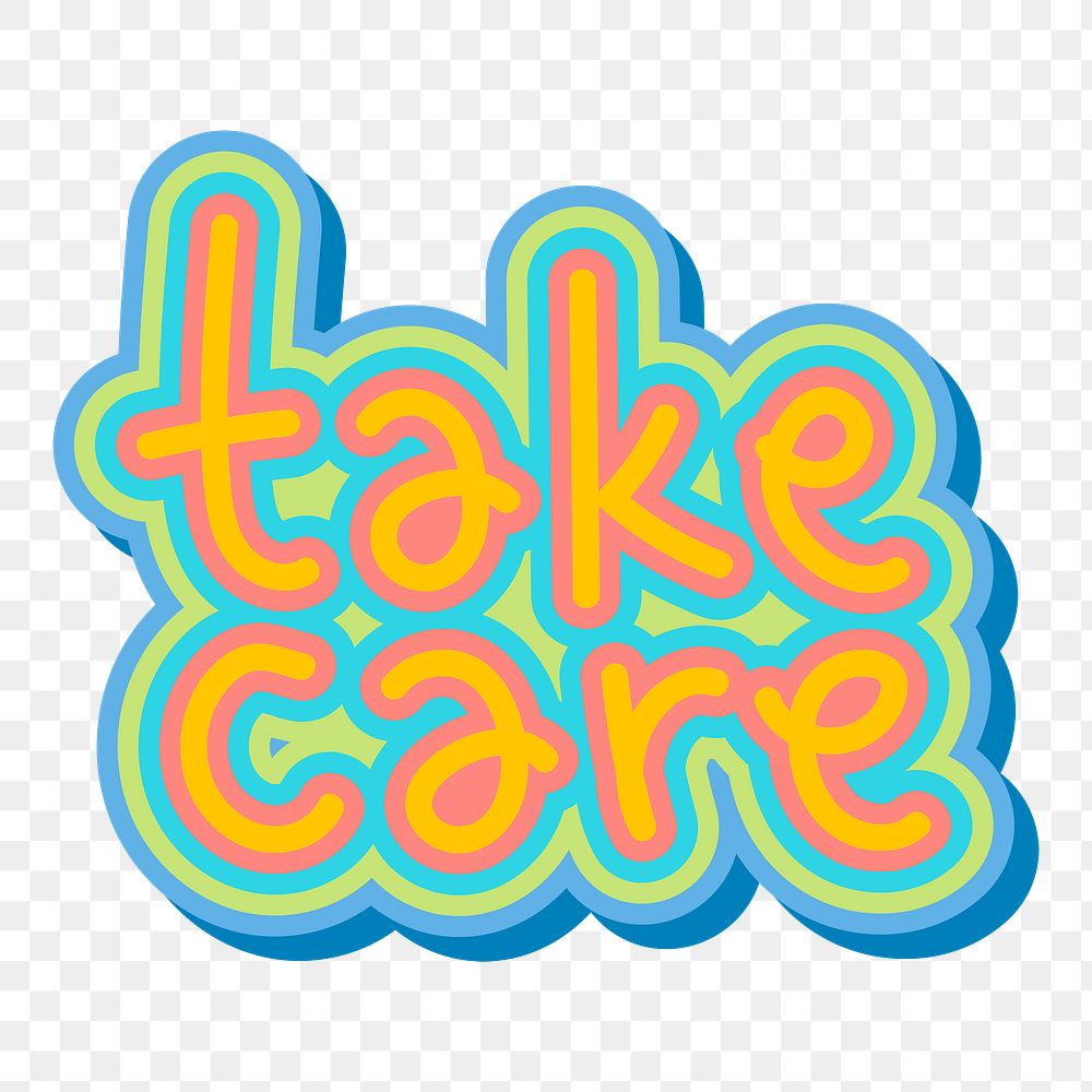 Orange take care word design | Free PNG Sticker - rawpixel