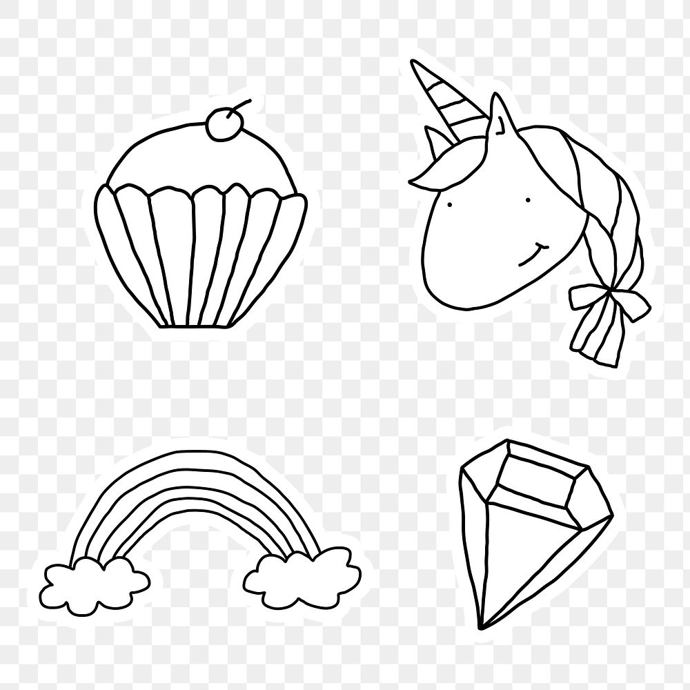 Cute doodle style sticker with a white | Premium PNG - rawpixel