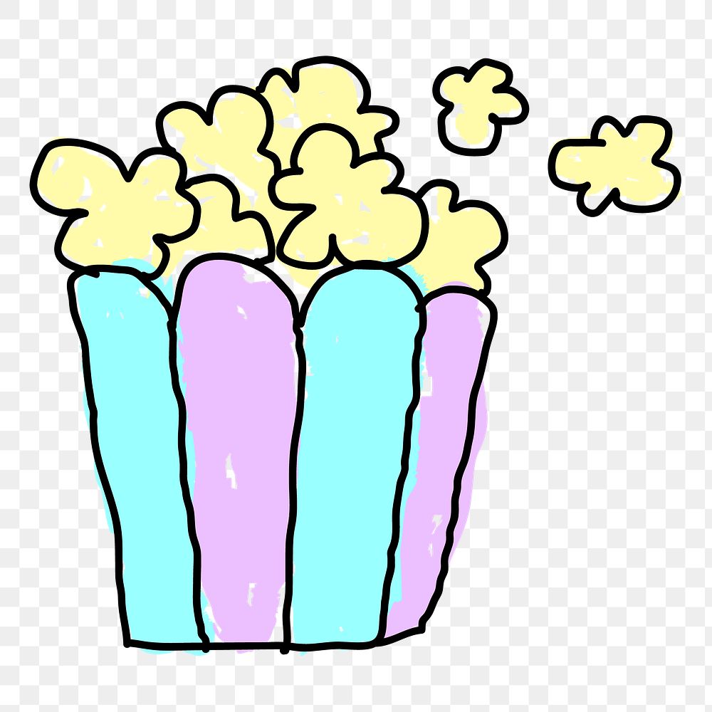 Hand drawn popcorn design element | Free PNG Sticker - rawpixel