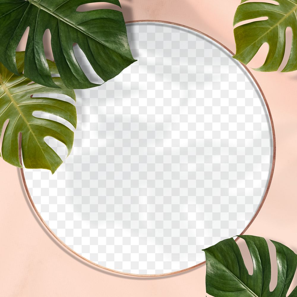 Gold round Monstera leaves frame | Free PNG - rawpixel