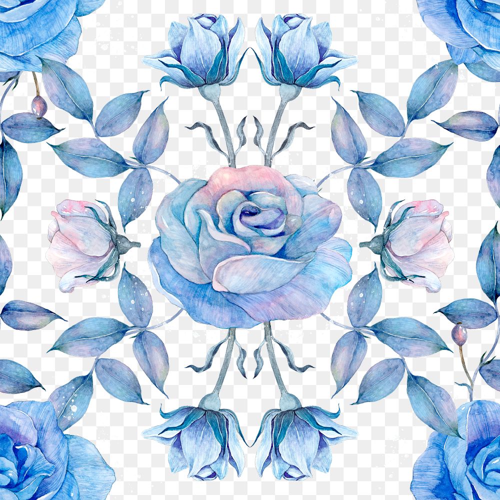 PNG blue watercolor rose flower | Free PNG - rawpixel