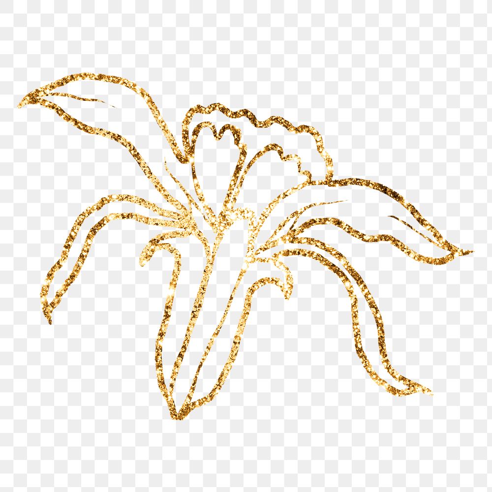 Png glittery gold flower sticker | Premium PNG Sticker - rawpixel