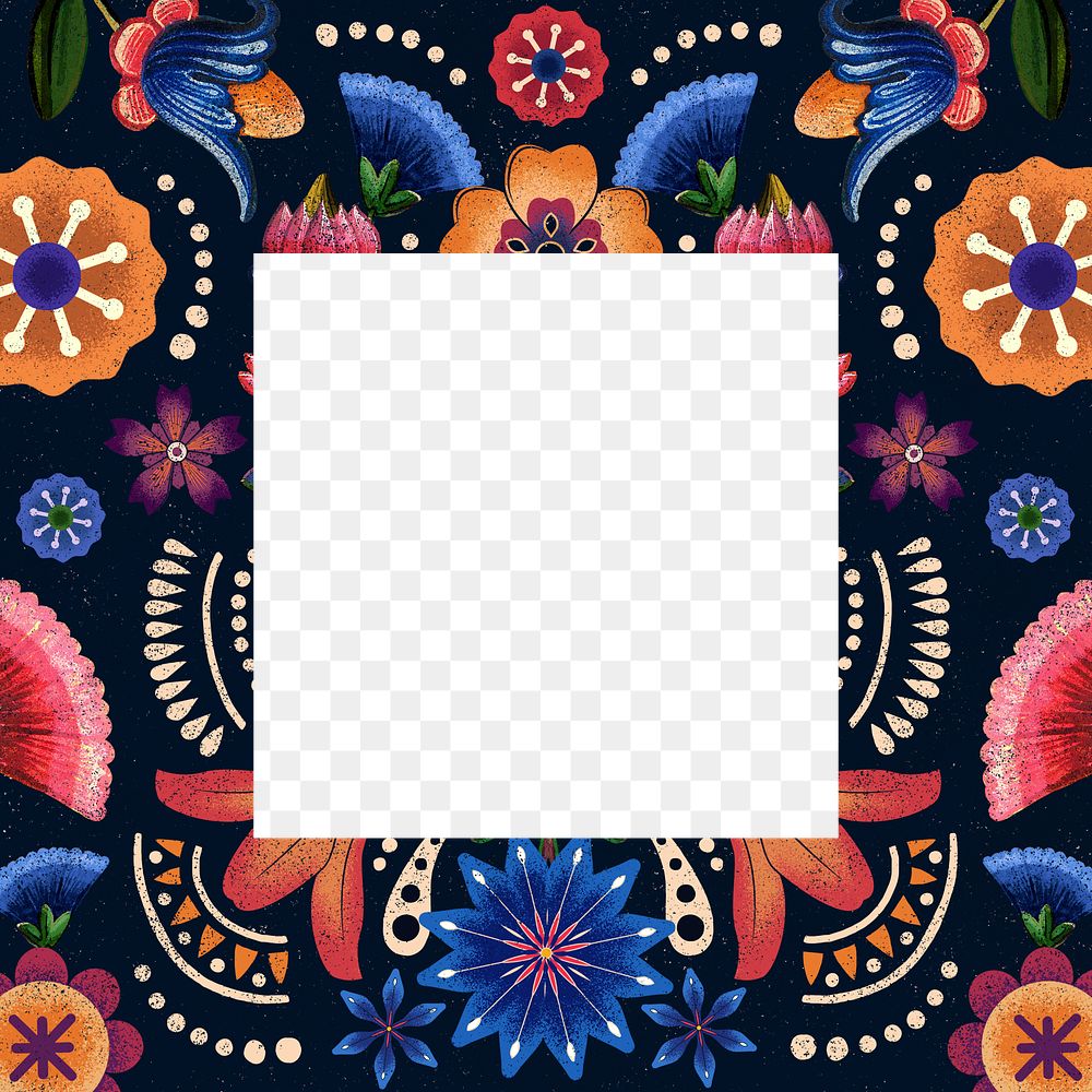 Mexican ethnic flower frame png | Free PNG - rawpixel