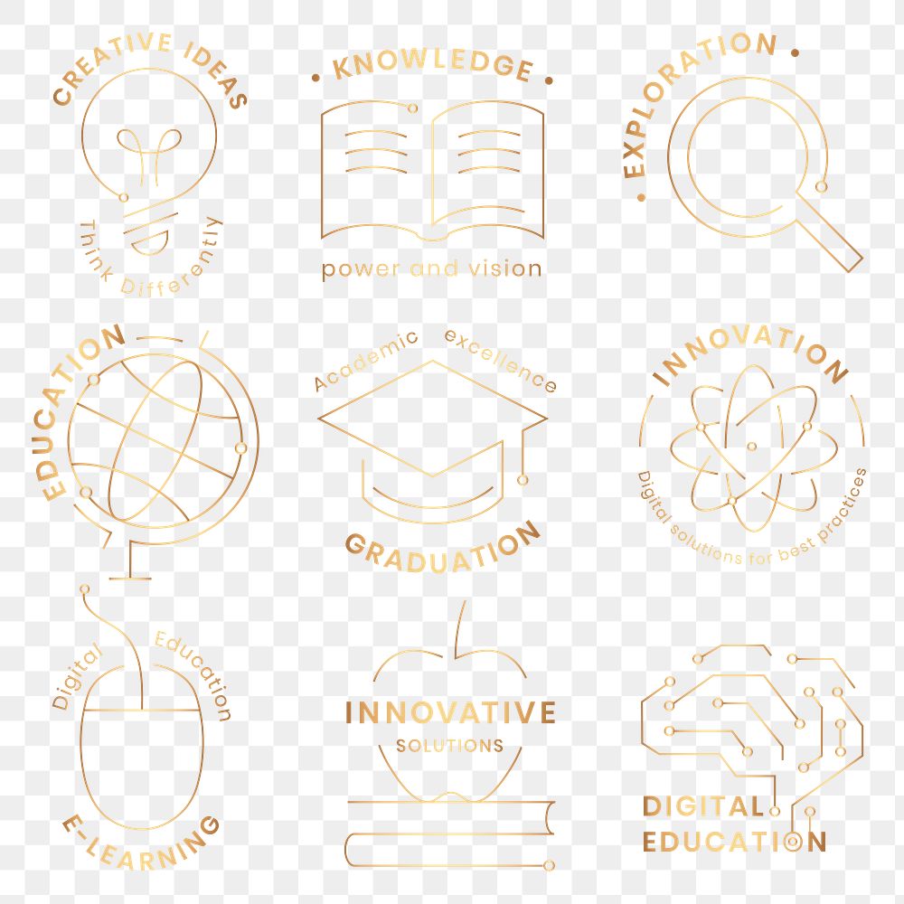 Education technology logo png in gold | Premium PNG - rawpixel