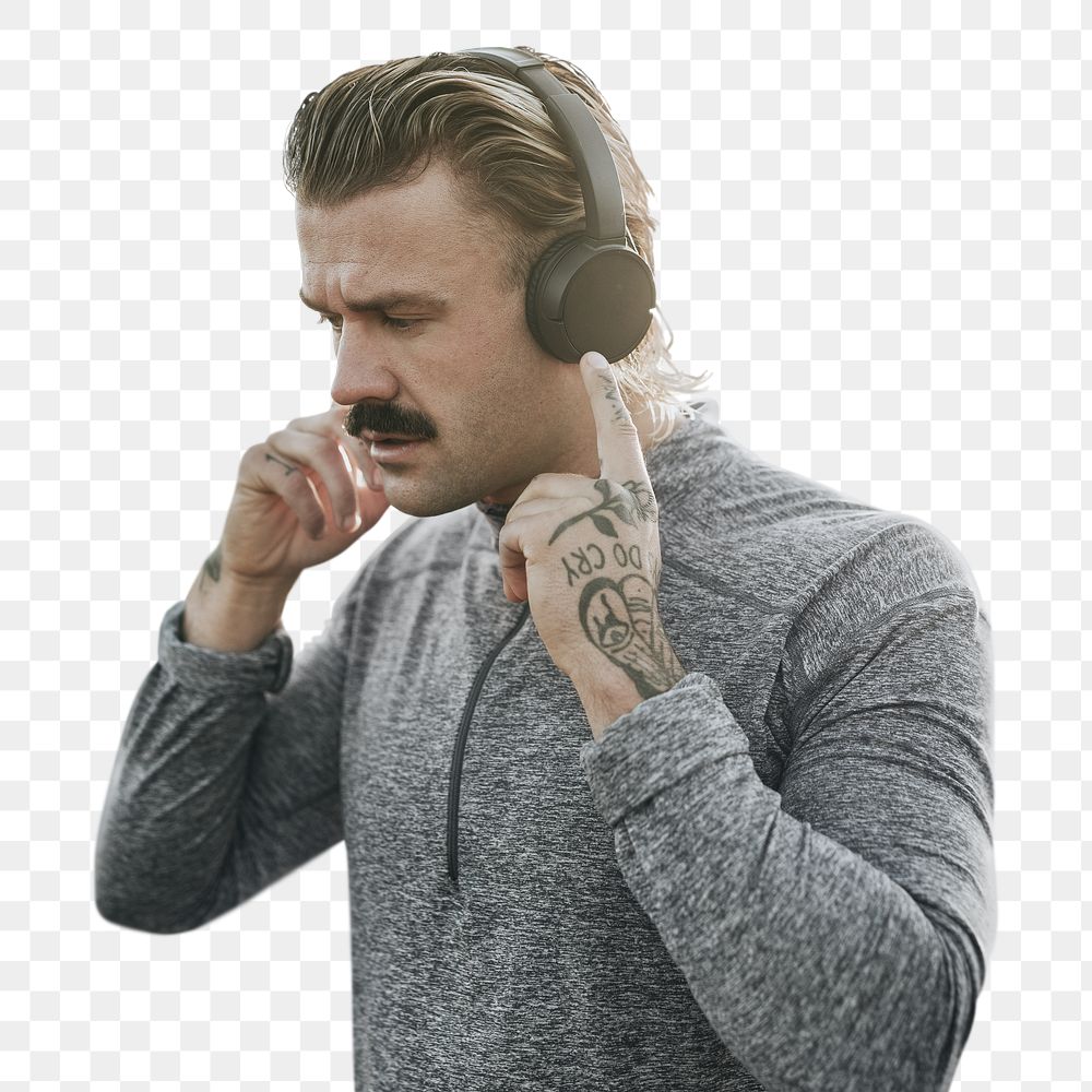 Man wearing wireless headphones png | Free PNG Sticker - rawpixel