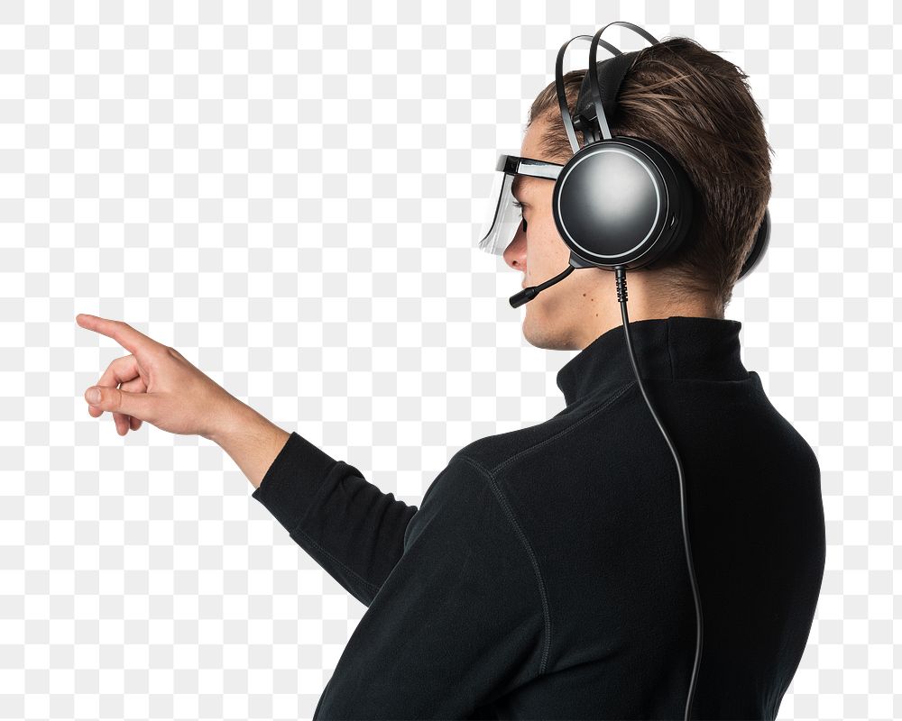Man wearing headphones png mockup | Free PNG Sticker - rawpixel