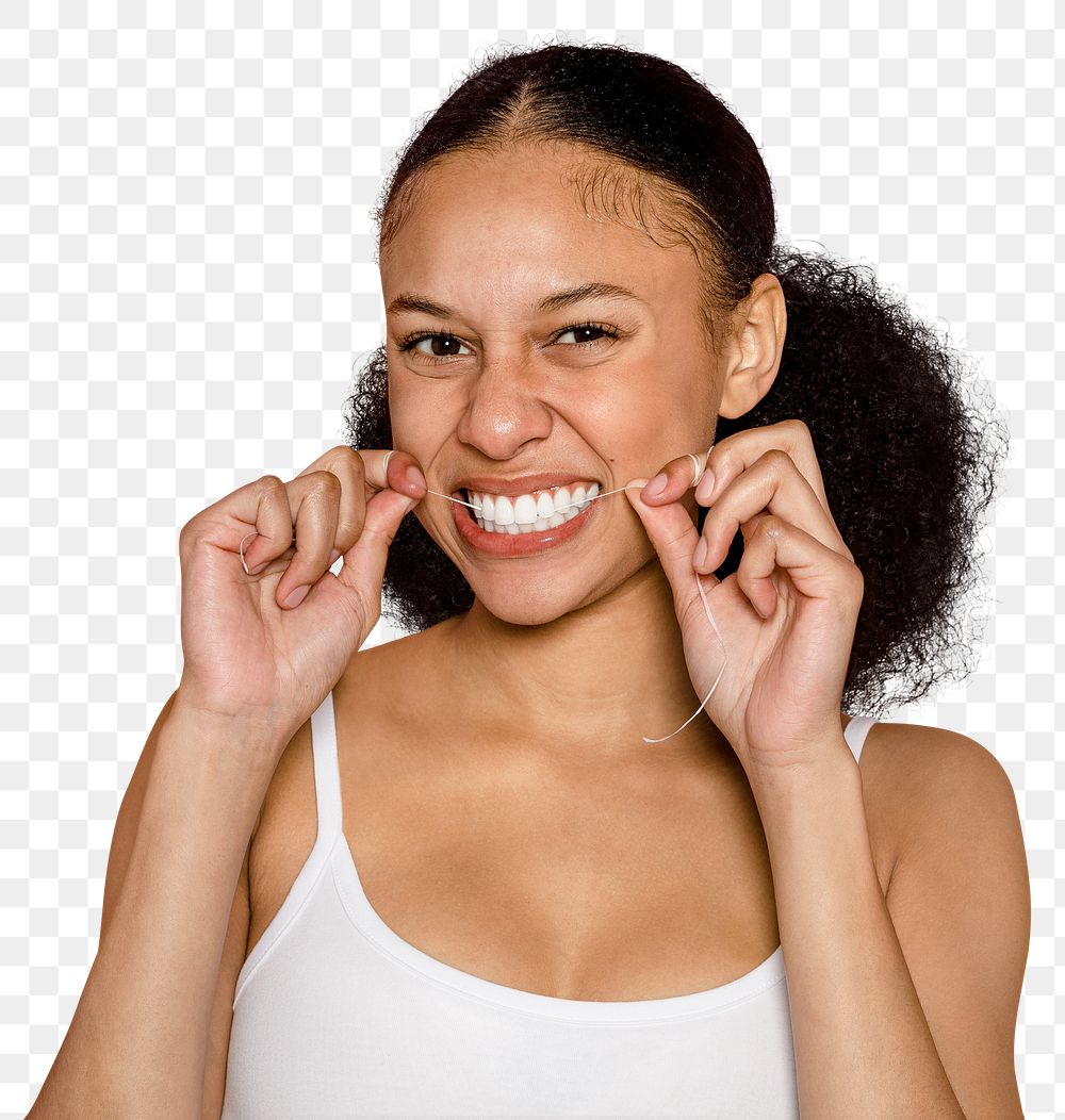 Woman flossing teeth png collage | PNG - rawpixel
