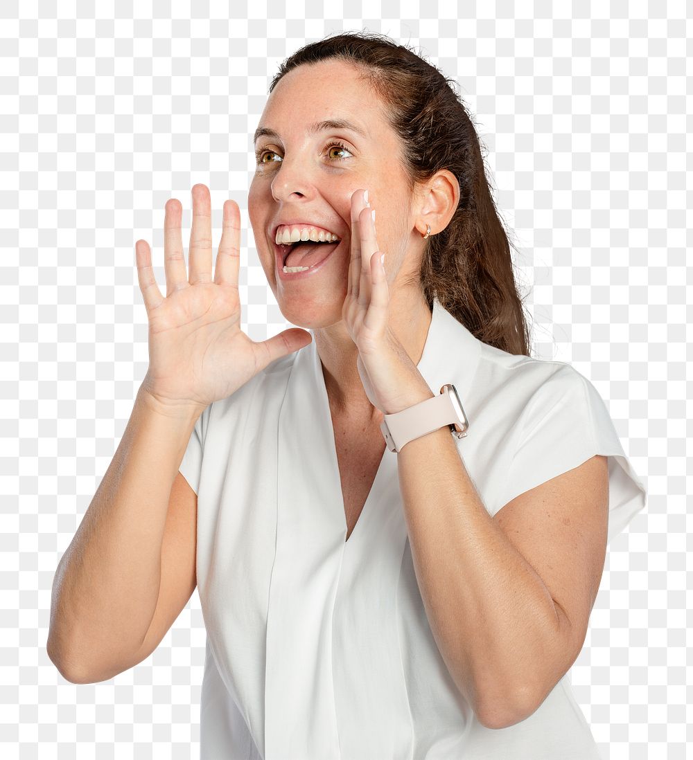 Woman shouting png mockup portrait | Premium PNG Sticker - rawpixel