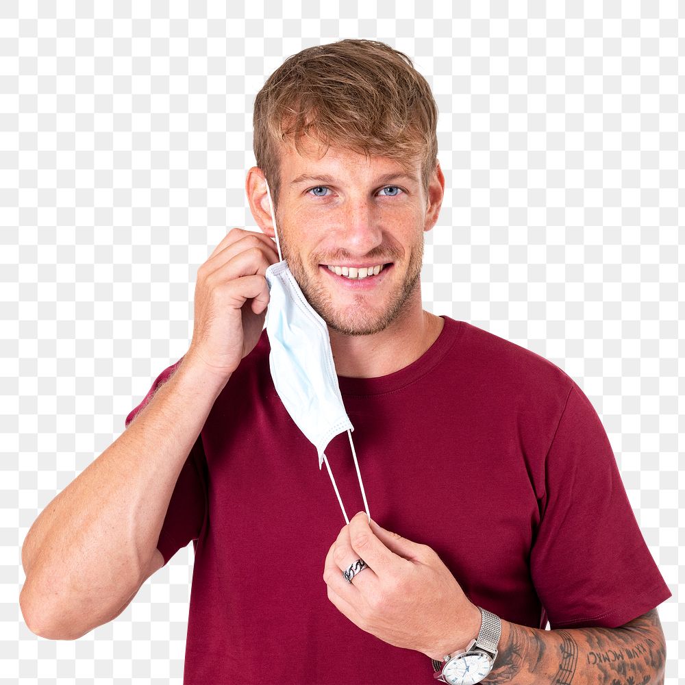 Png Man taking mask off mockup | Free PNG Sticker - rawpixel