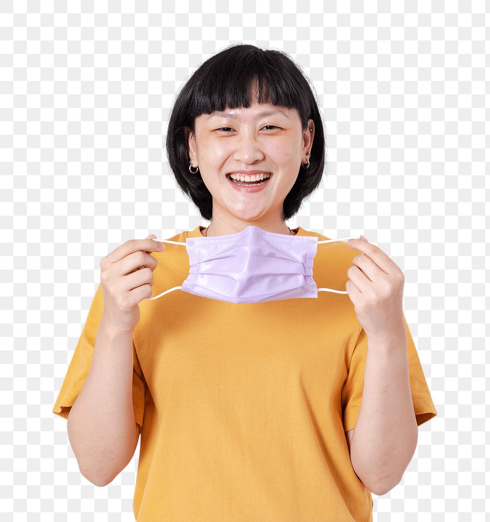 Png Woman taking mask off mockup | Free PNG Sticker - rawpixel