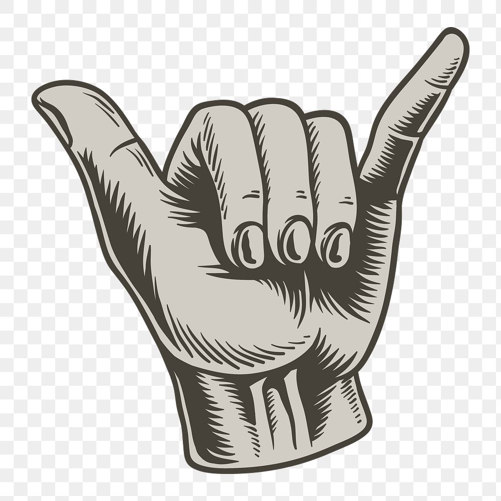 Hand drawn shaka sign design | Free PNG Sticker - rawpixel