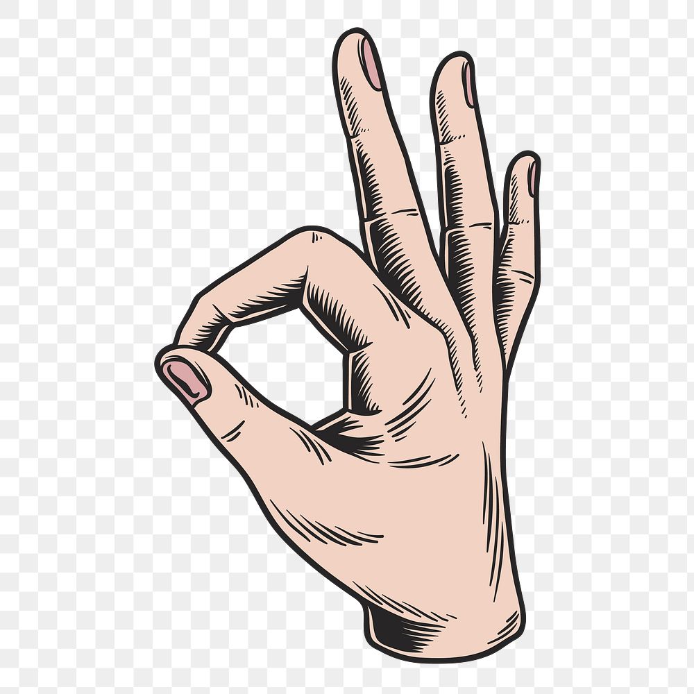 Okay hand sign language design | Free PNG Sticker - rawpixel
