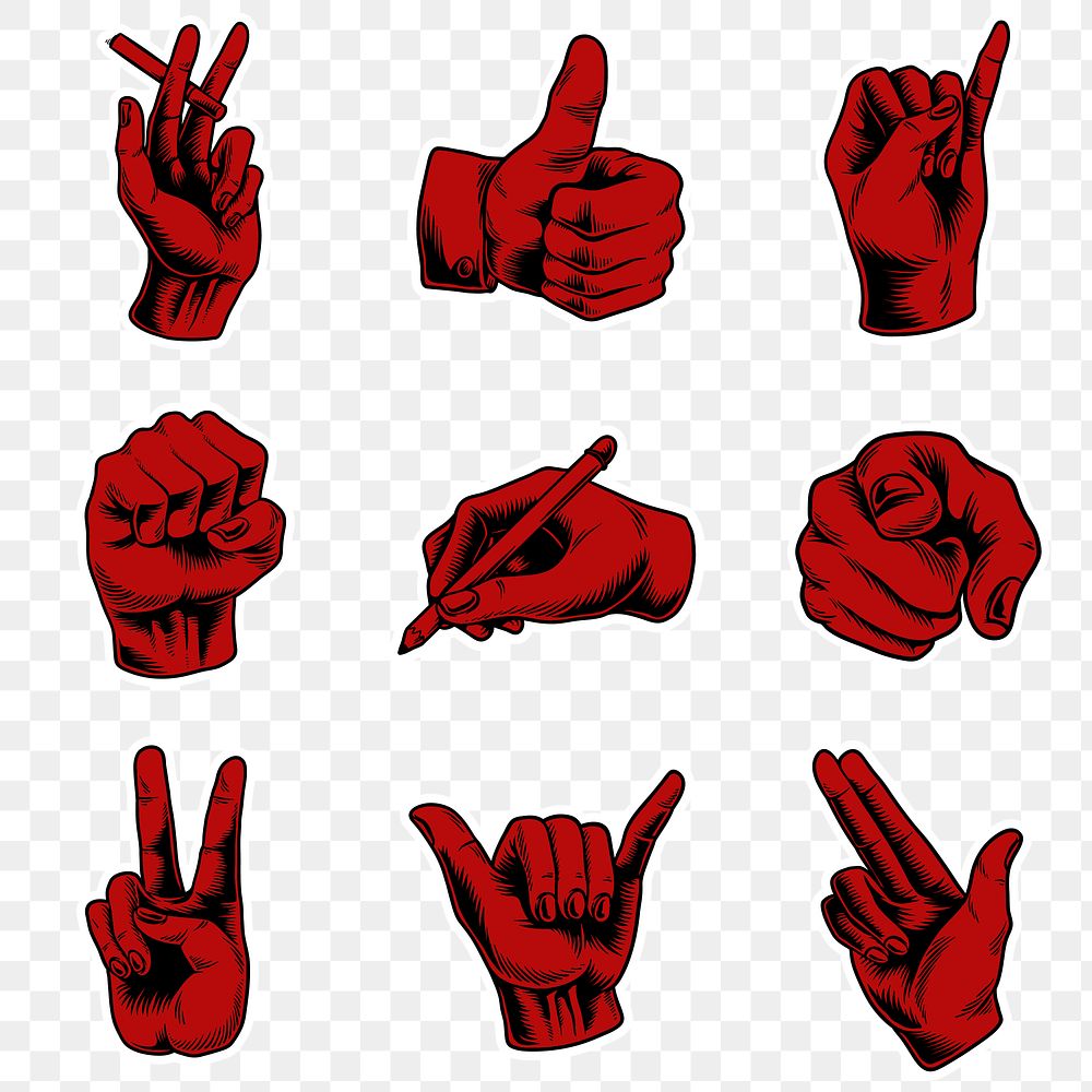 Cool hand gesture sticker with a white | Premium PNG - rawpixel