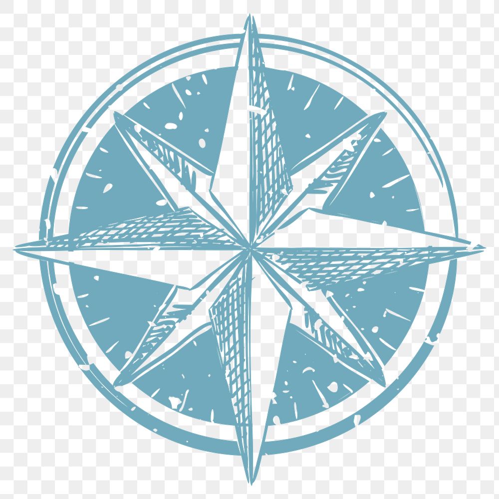 PNG blue compass printmaking on transparent | Free PNG Sticker - rawpixel