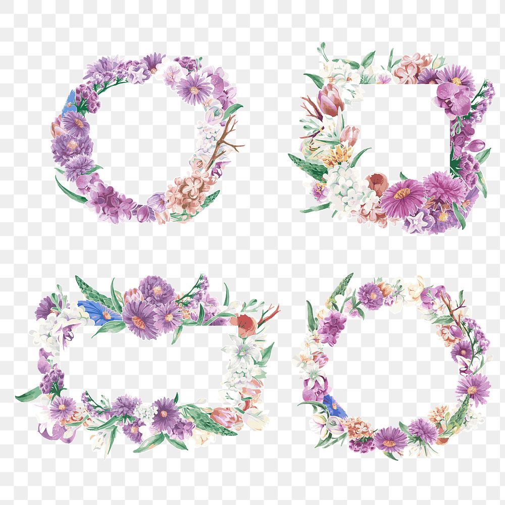 Flower wreath png frame clipart, | Premium PNG - rawpixel