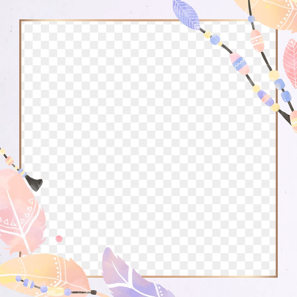 Square Bohemian style frame png | Premium PNG - rawpixel
