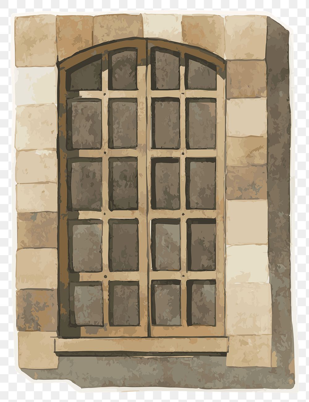 Png old window watercolor architectural | Free PNG Sticker - rawpixel