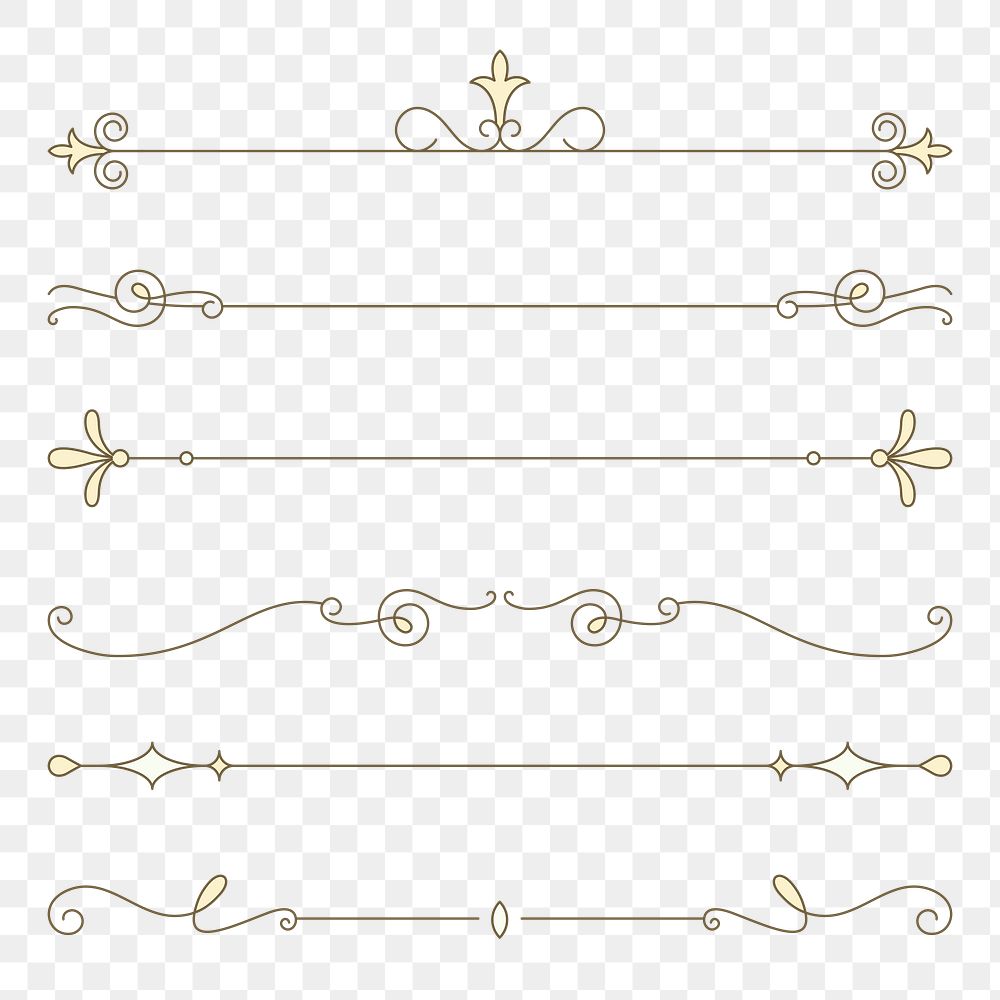 Png ornamental divider set in yellow | Premium PNG - rawpixel