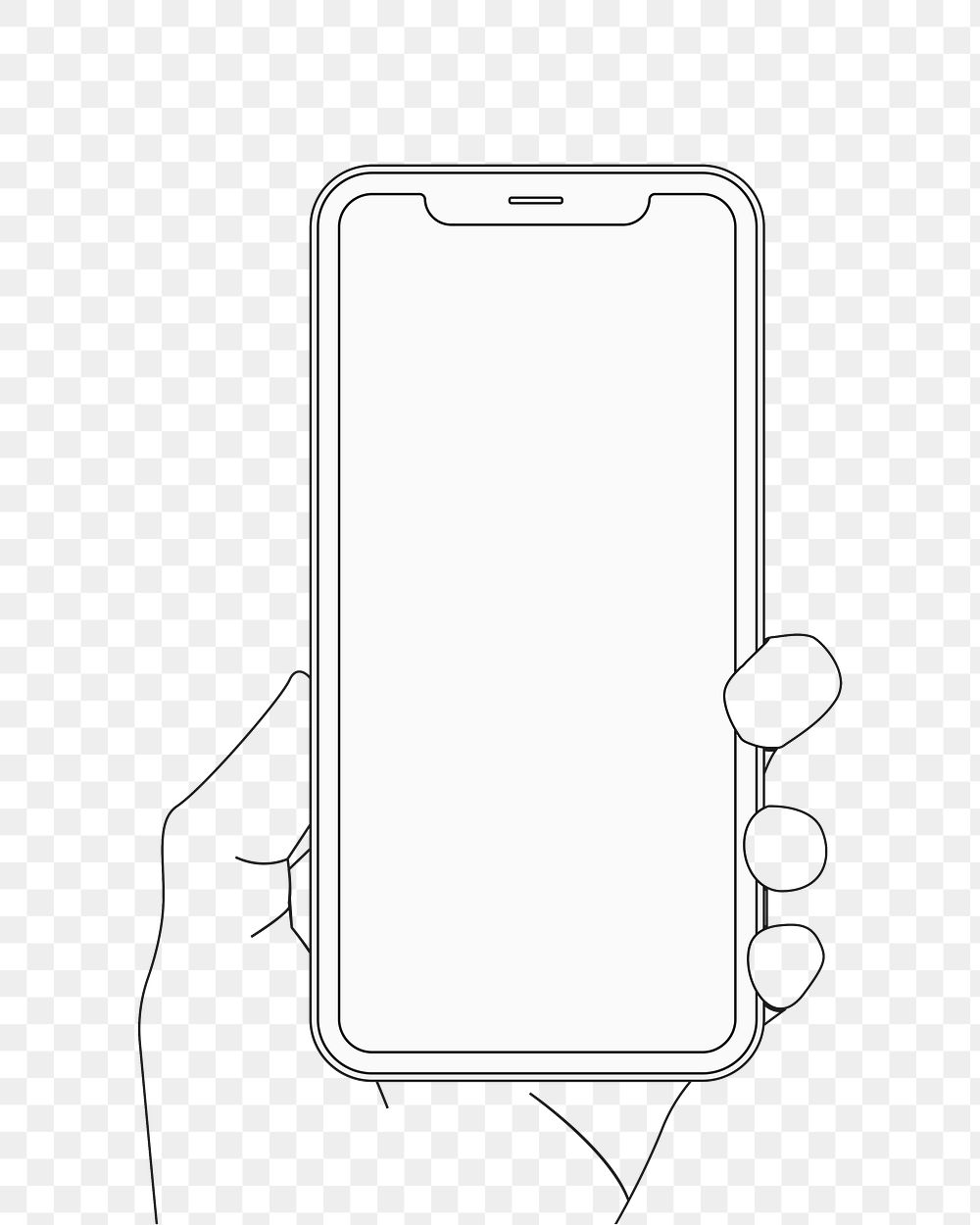 Mobile phone png outline, held | Premium PNG Sticker - rawpixel