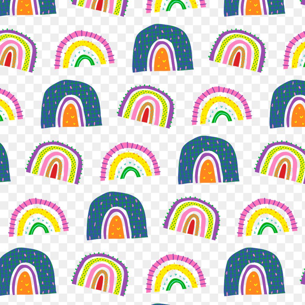 Rainbow pattern PNG, funky doodle | Free PNG - rawpixel