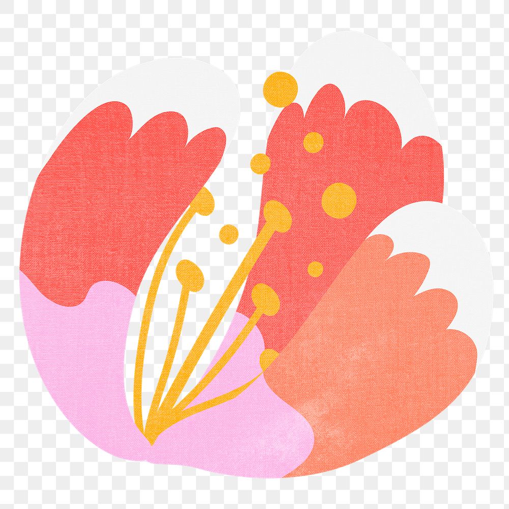 Red flower sticker png, spring | Free PNG - rawpixel