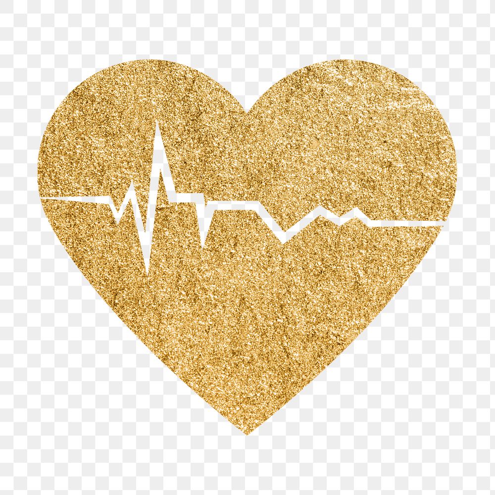 Gold heartbeat PNG sticker, cardiograph | Free Icons Sticker - rawpixel