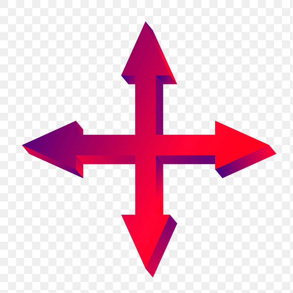 Arrow png sticker, four-way intersection | Free PNG Sticker - rawpixel