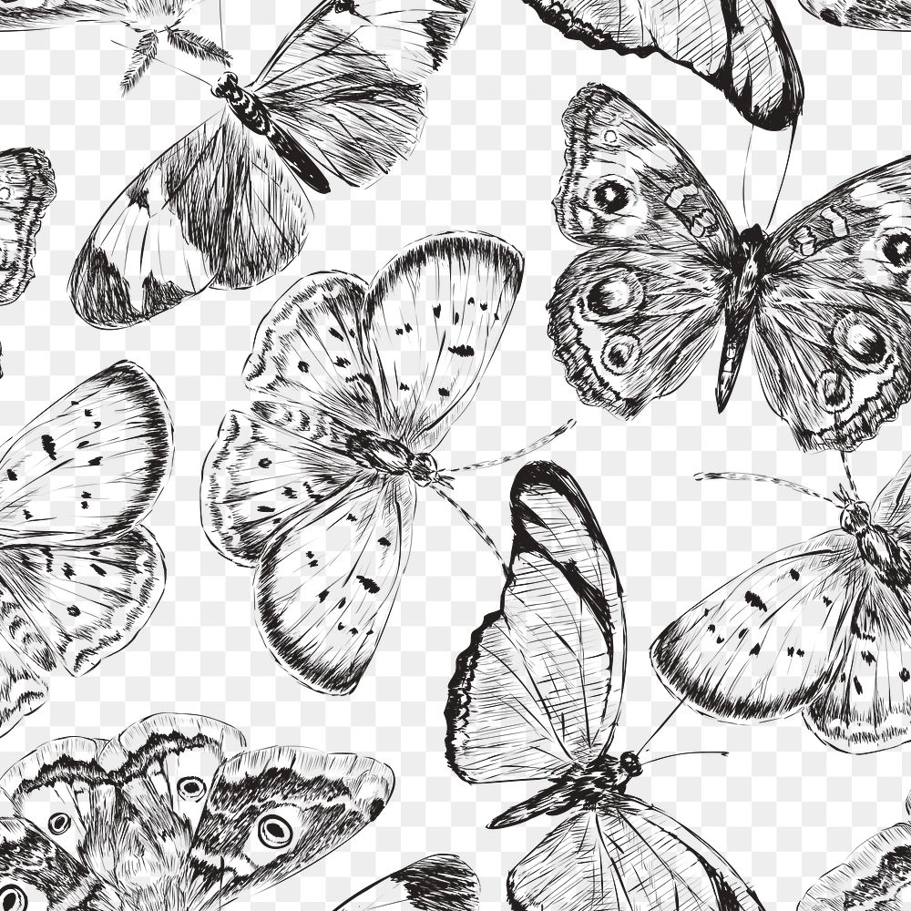 Vintage butterfly png pattern, transparent | Premium PNG - rawpixel