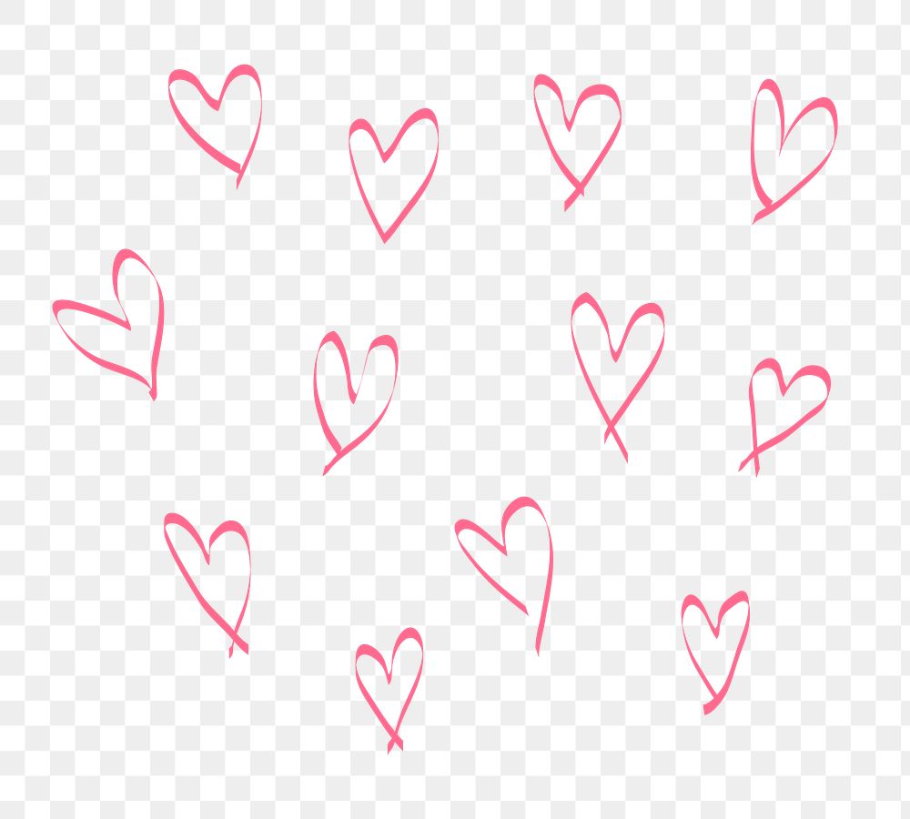 Pink hearts png doodle sticker, | Free PNG - rawpixel