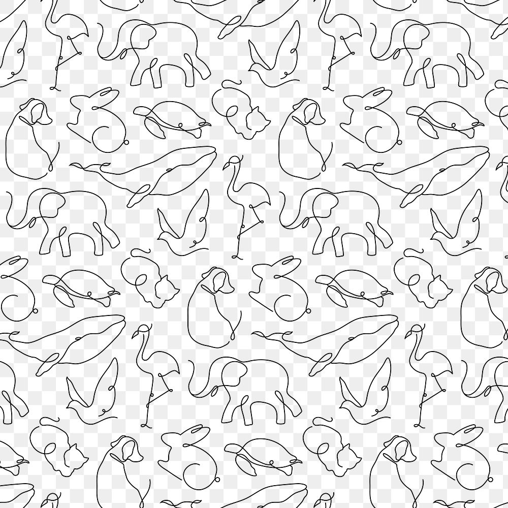 Animal seamless pattern png, line | Premium PNG - rawpixel