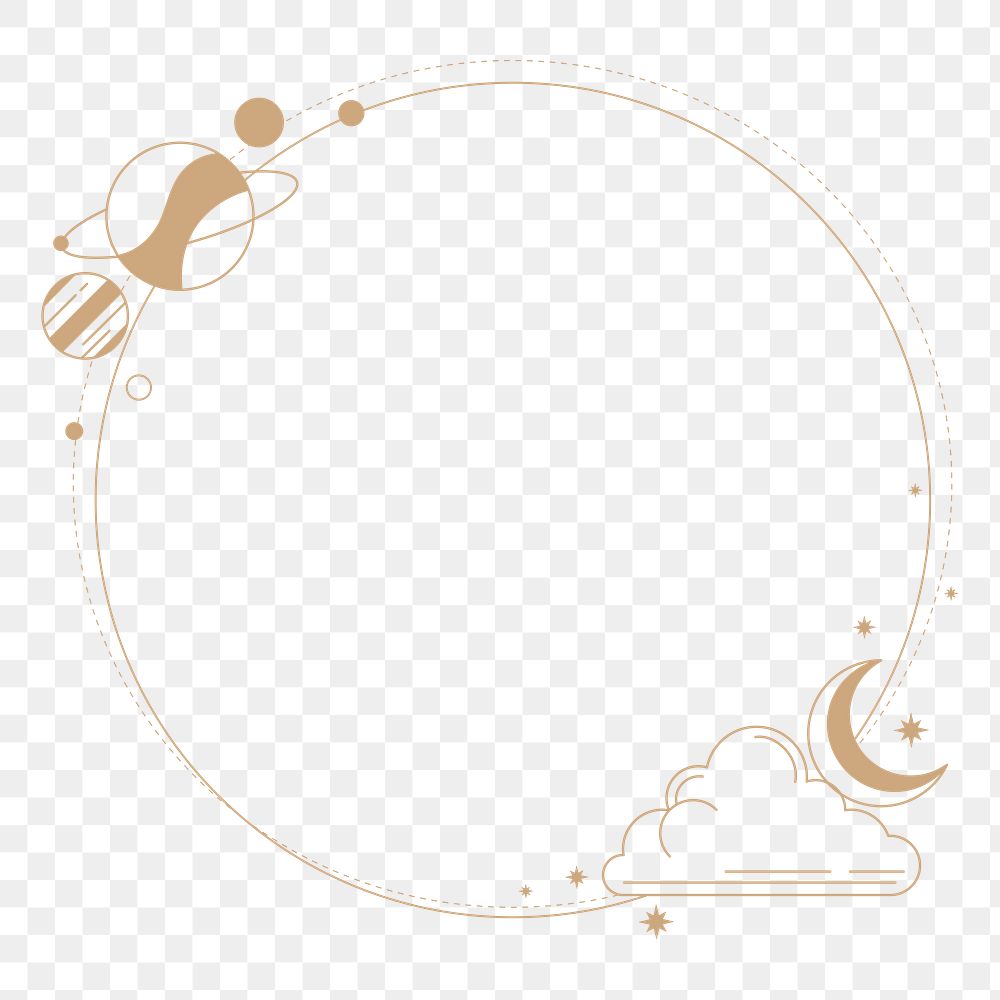 Modern celestial png frame, gold | PNG - rawpixel