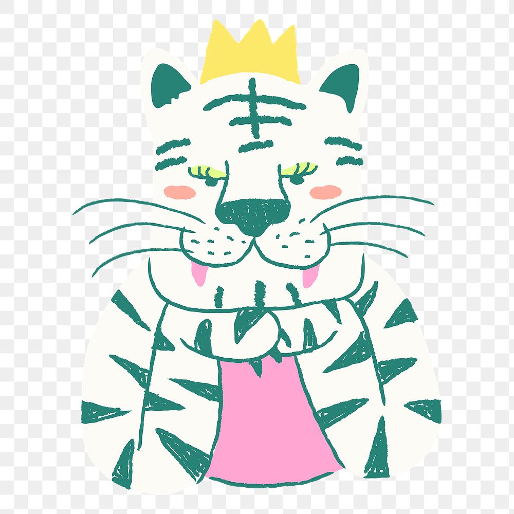 Funky tiger png, animal doodle | Free PNG Sticker - rawpixel