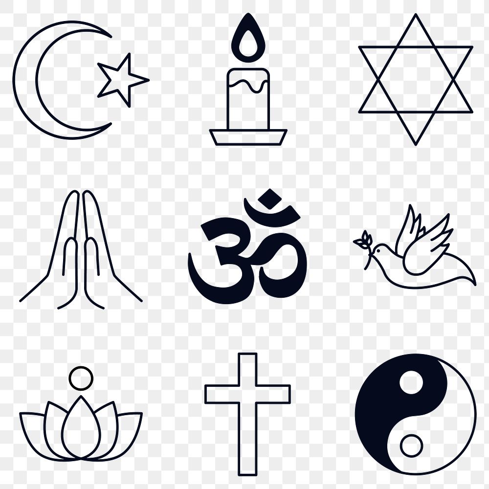Mixed religious symbols design element | Premium PNG - rawpixel