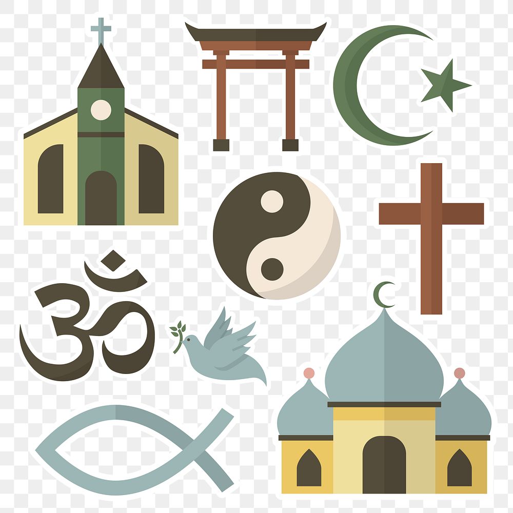Mixed religious symbols sticker design | Free PNG - rawpixel