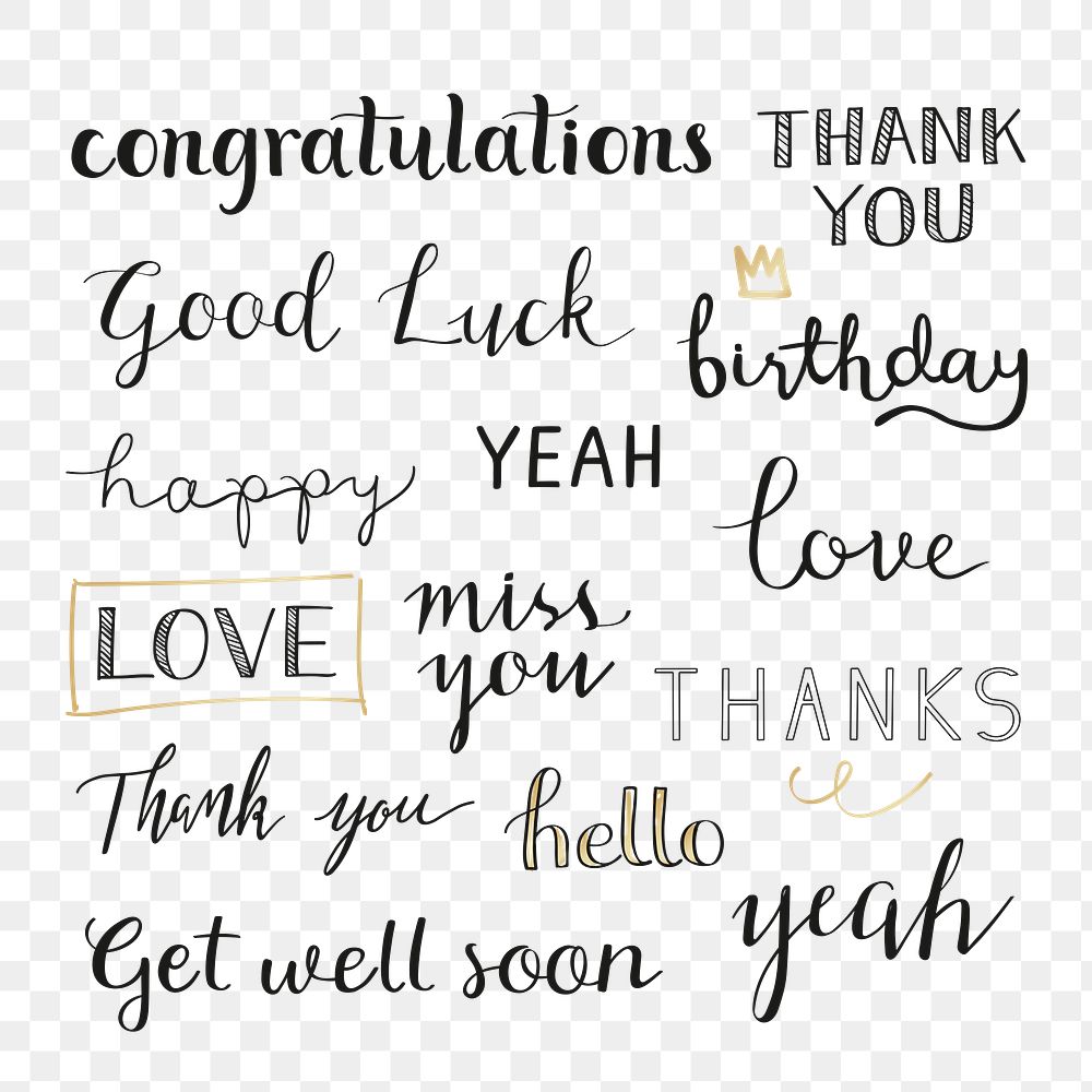 Png lovely calligraphy stickers transparent | Premium PNG - rawpixel