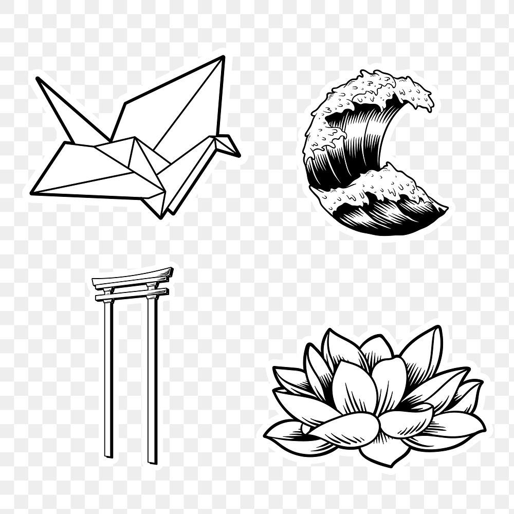 Traditional Japanese sticker design elements | Premium PNG - rawpixel