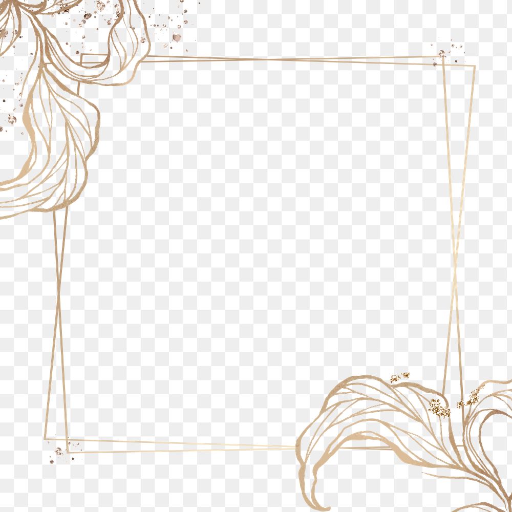 Rectangle frame with outline leaves | Free PNG - rawpixel