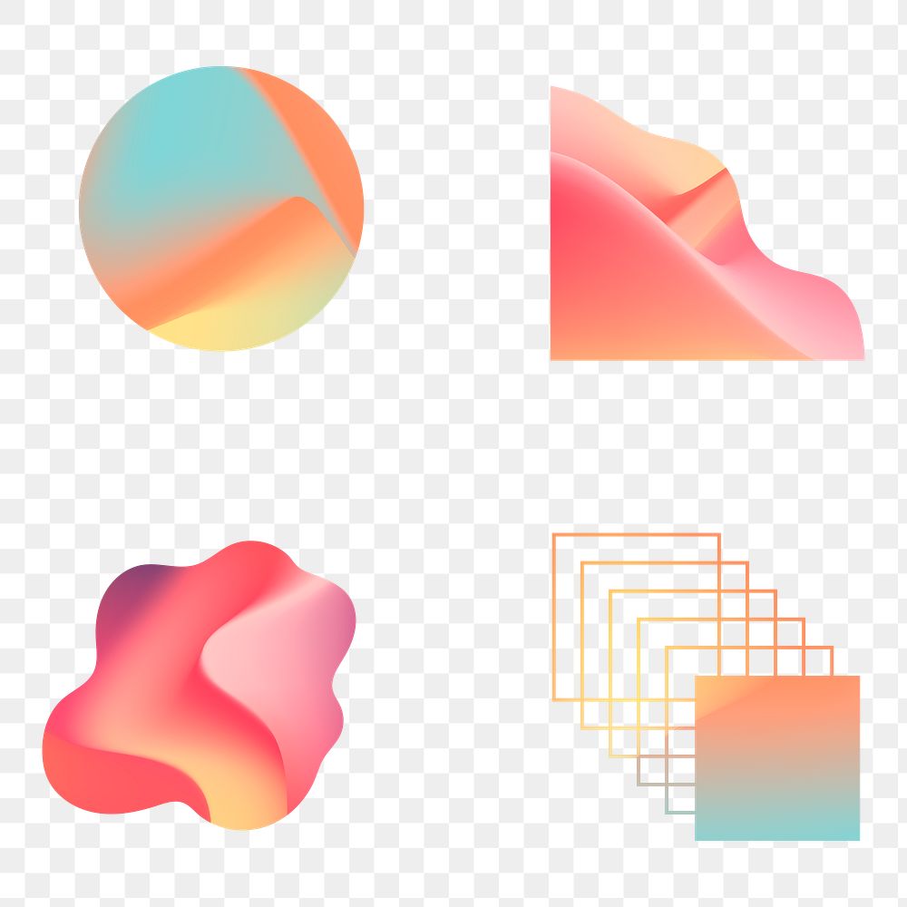 Colorful gradient elements collection transparent | Premium PNG - rawpixel