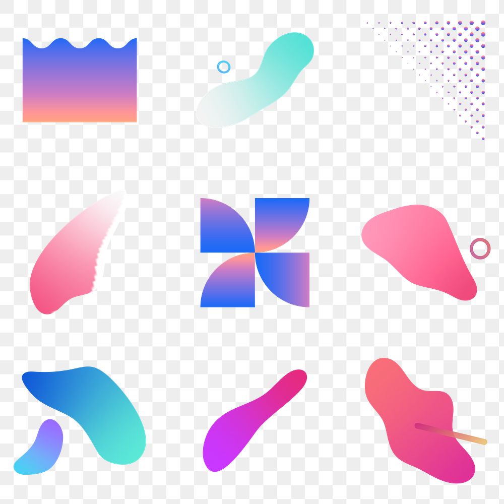 Colorful gradient elements collection transparent | Free PNG - rawpixel