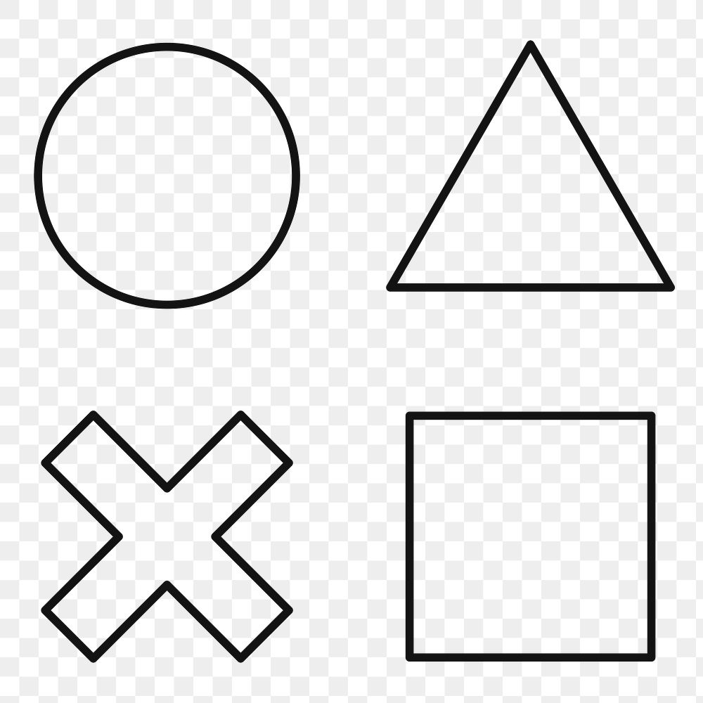 Stroke geometric shapes set transparent | Free PNG - rawpixel